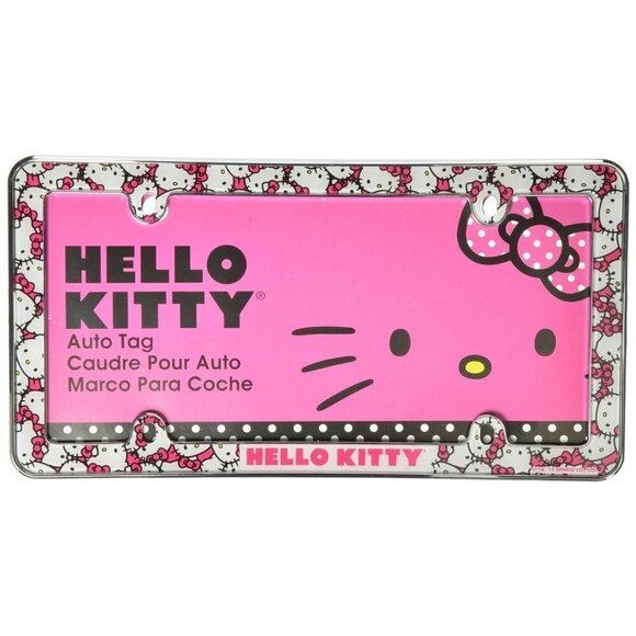 Hello Kitty | Accessories | Hello Kitty Pink Chrome Bow License Plate ...